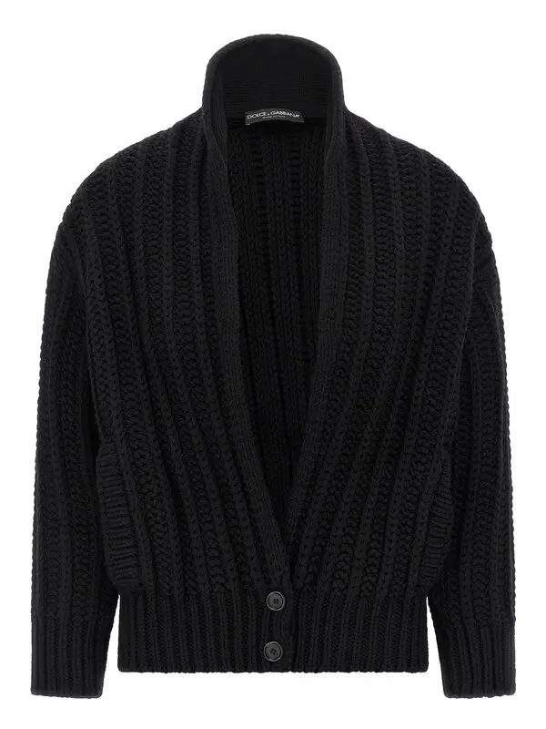 Dolce & Gabbana Coarse Wool Cardigan - Black