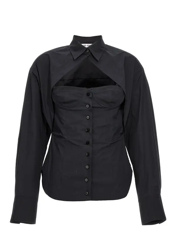 Attico Bustier Cotton Shirt - Black