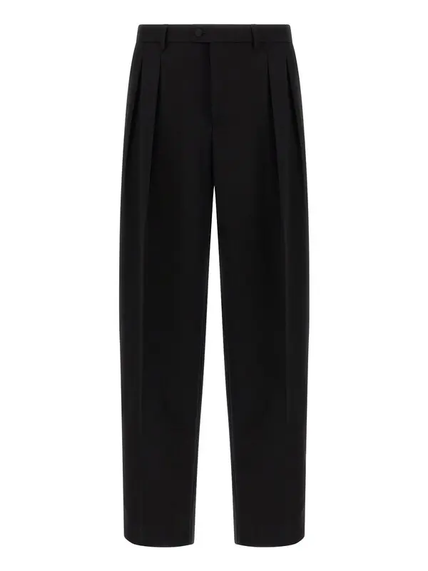 Dolce & Gabbana Satin Band Wool Gabardine Trousers - Black
