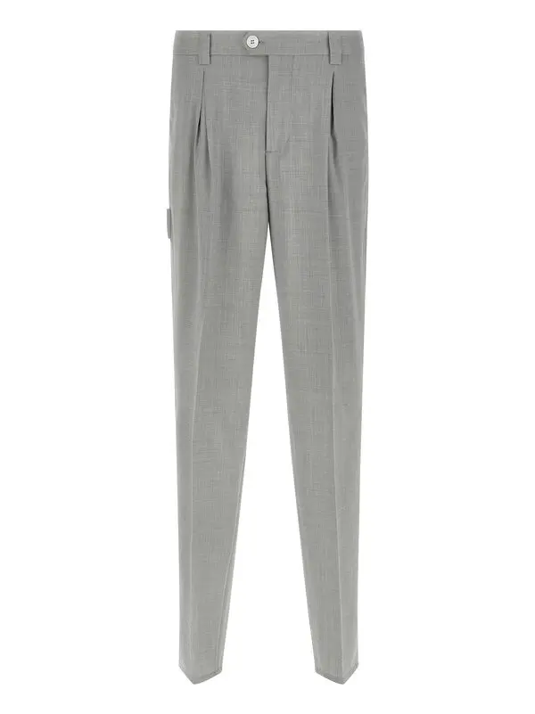 Brunello Cucinelli Mélange Wool Trousers - Gray