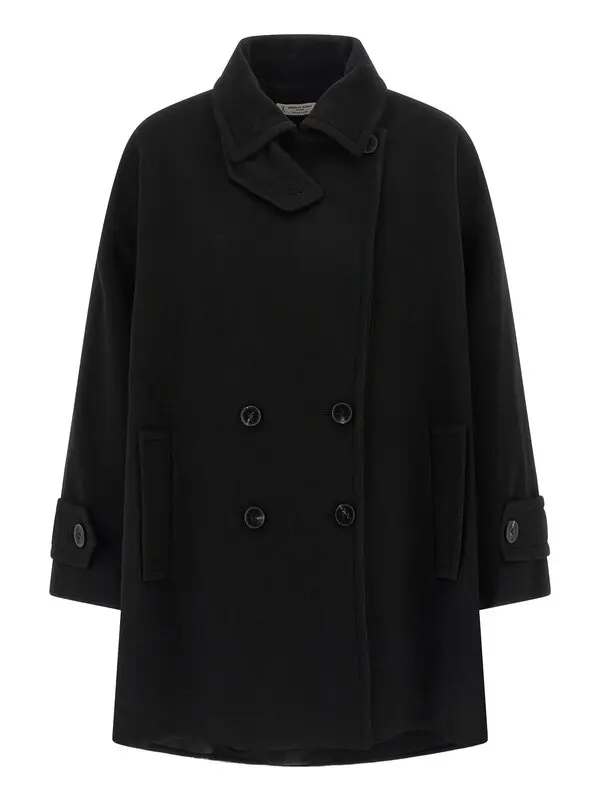 Alberto Biani Double-breasted Virgin Wool Caban - Black