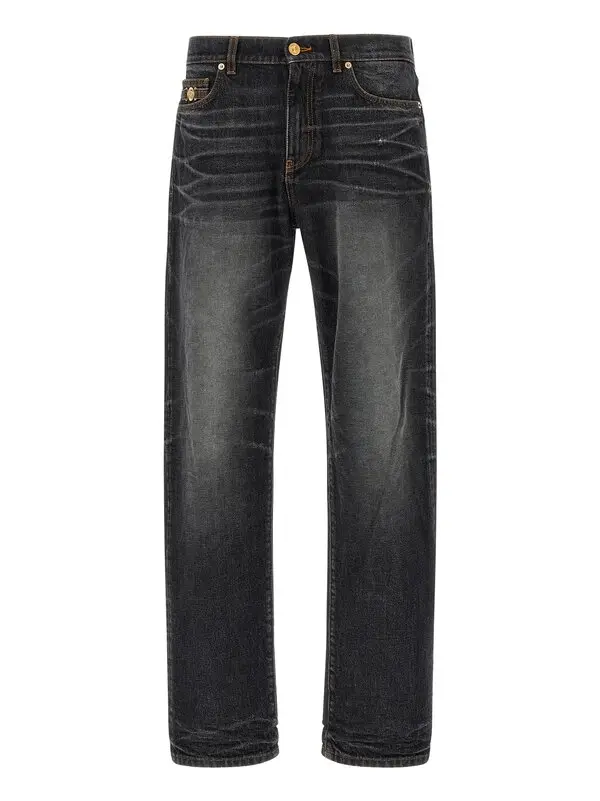Versace Medusa Biggie Straight-leg Denim Jeans - Black