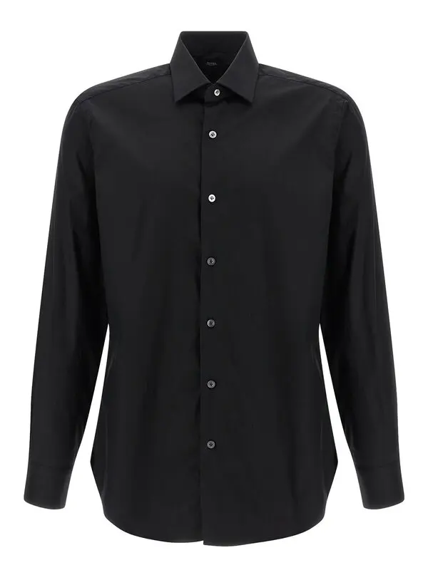 BARBA NAPOLI Stretch Cotton Shirt - Black