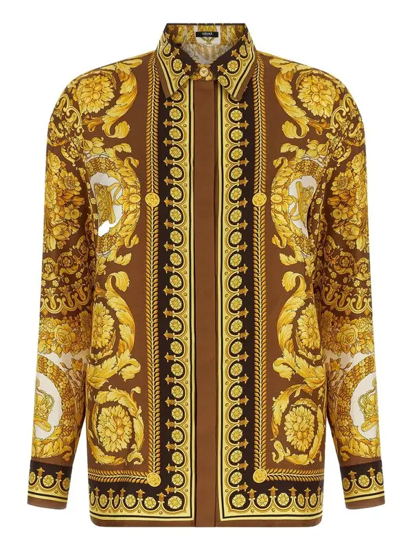 Versace Barocco Silk Twill Shirt - Gold