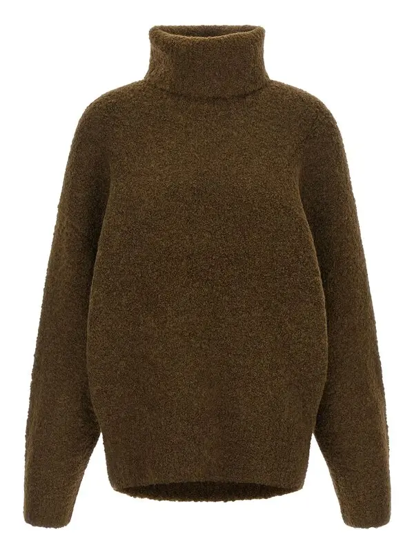 TOTEME Bouclé Turtleneck Sweater - Brown