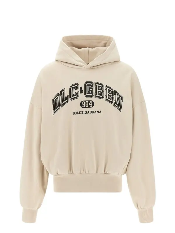 Dolce & Gabbana Logo Print Hoodie - Beige