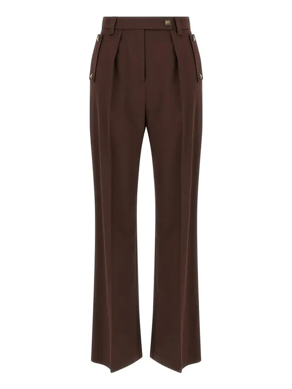 Elisabetta Franchi Palazzo Trousers - Brown