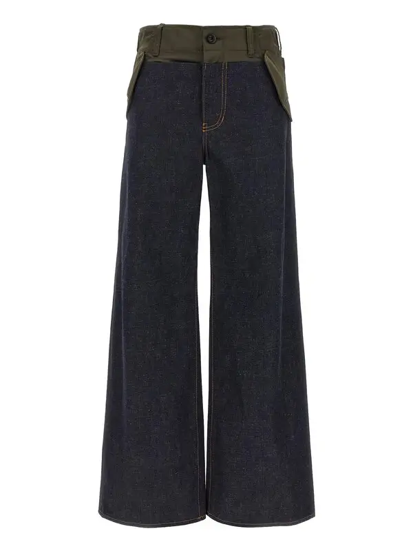 Sacai Wide Leg Denim Pants - Blue