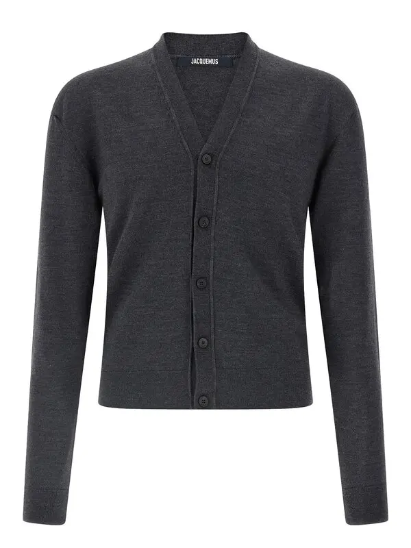 Jacquemus Le Cardigan Brodé Merino Wool Cardigan - Gray