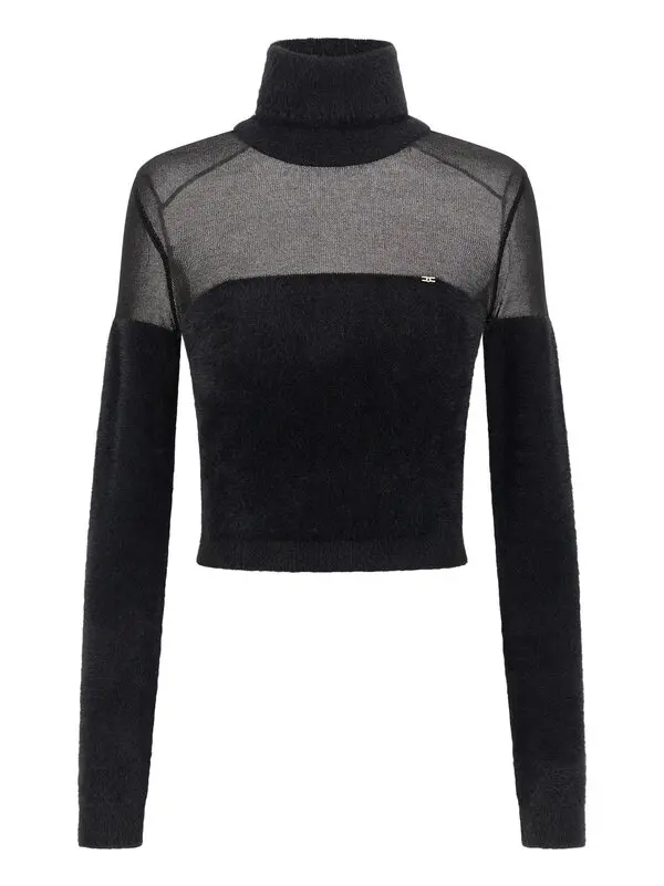 Elisabetta Franchi Brushed Insert Turtleneck Sweater - Black