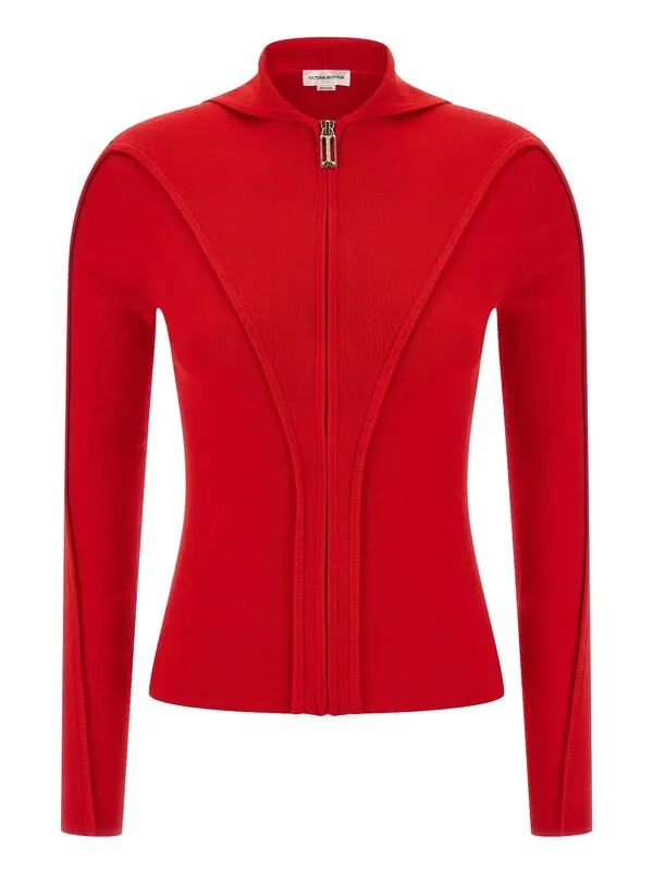 Victoria Beckham Hooded Cardigan - Red