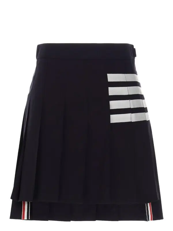 Thom Browne Pleated Wool Skirt - Blue