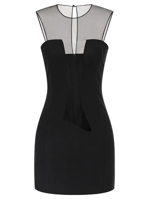 NENSI DOJAKA Tulle Insert Dress - Black