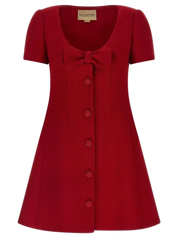 Valentino Garavani Wool Tweed Mini Dress - Red
