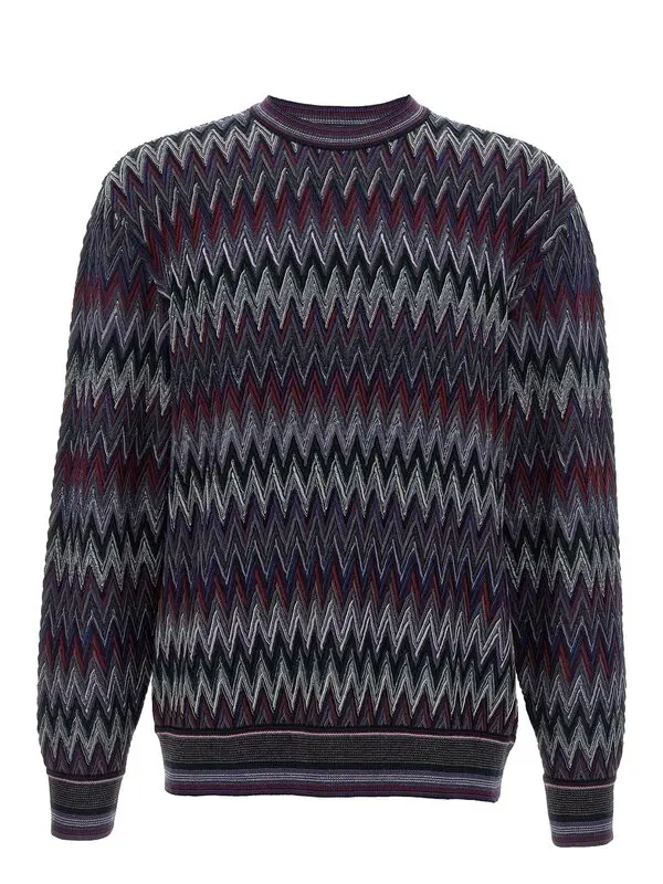 Missoni Zigzag Pattern Wool Sweater - Blue
