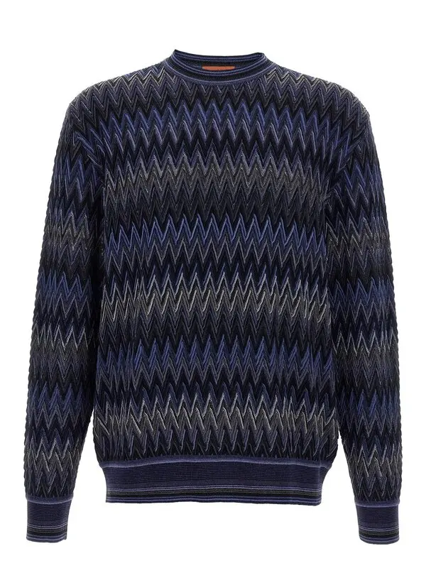 Missoni Zigzag Pattern Wool Sweater - Blue