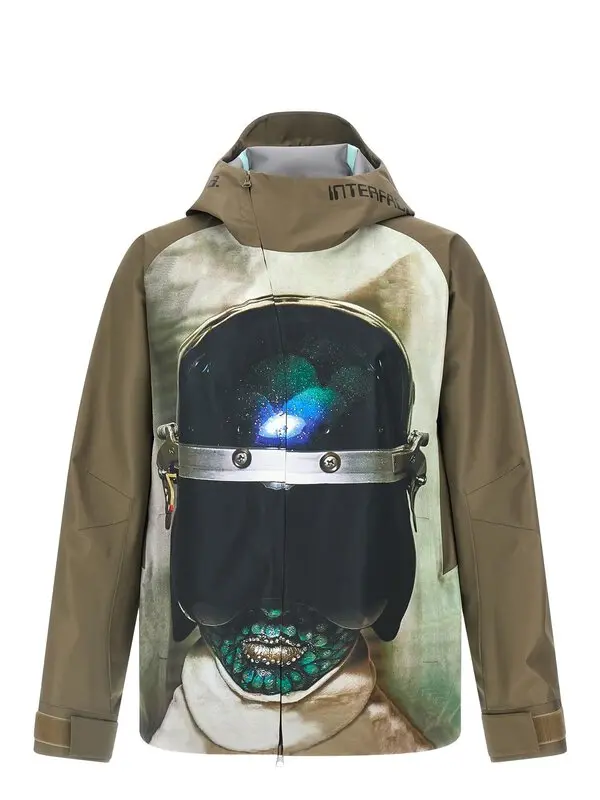 Undercover Water-repellent Nylon Jacket With Graphic Print - Green