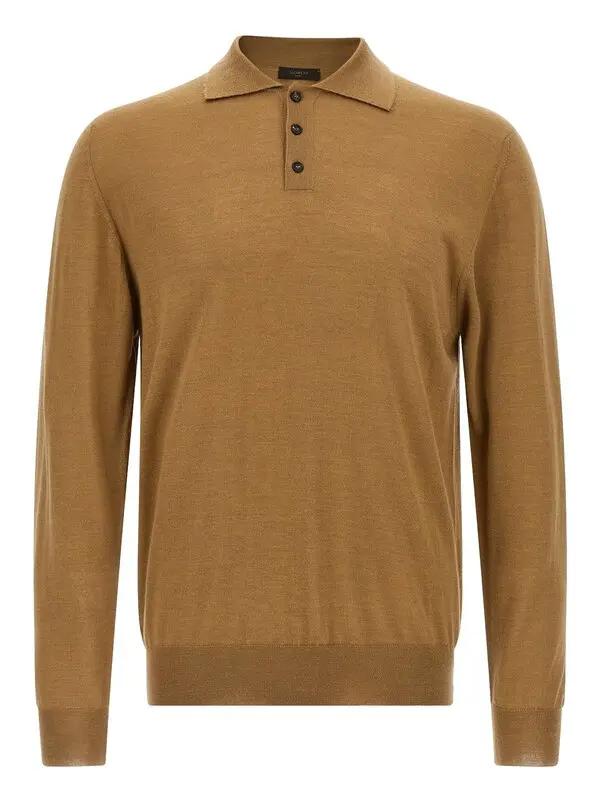 ZANONE Virgin Wool Polo Shirt - Beige