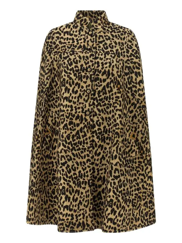 Valentino Garavani Animalier Wool Cape - Brown