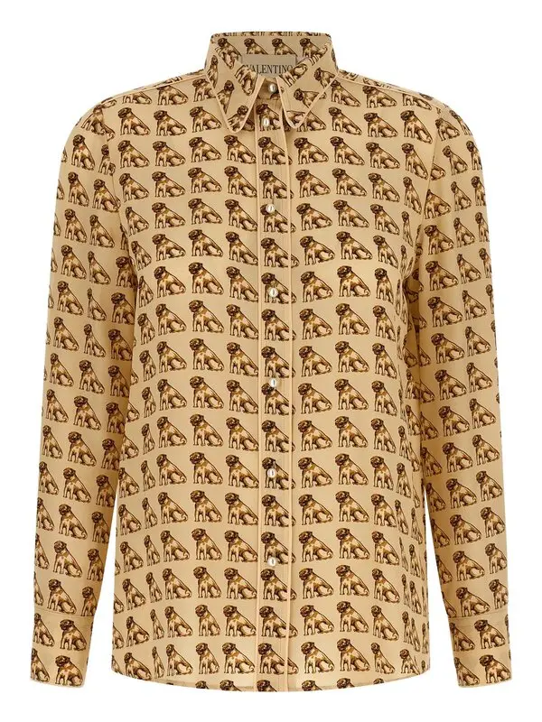 Valentino Garavani Petit Charles Print Silk Shirt - Beige