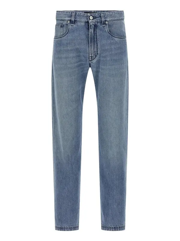 Fendi Stonewashed Cotton Denim Jeans - Light Blue