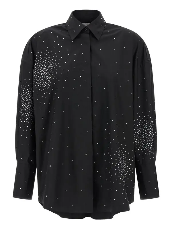Giuseppe Di Morabito Rhinestone Embellished Cotton Poplin Shirt - Black