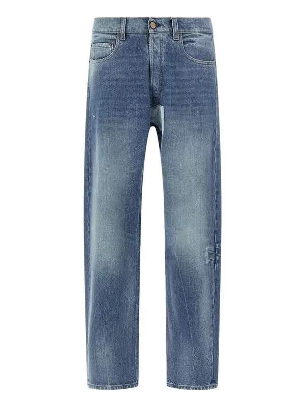 MAISON MARGIELA Cotton Denim Jeans With Front Contrast Patch - Blue
