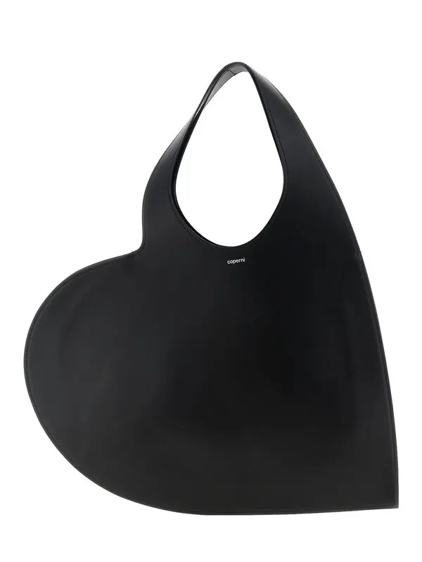 Coperni Double Heart Leather Shoulder Bag - Black