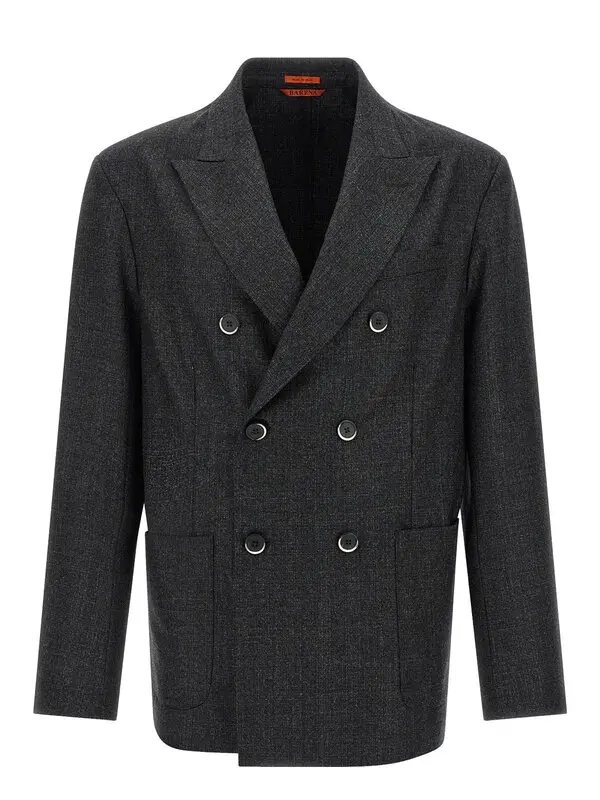 Barena Venezia Doria Virgin Wool Double-breasted Blazer Jacket - Gray