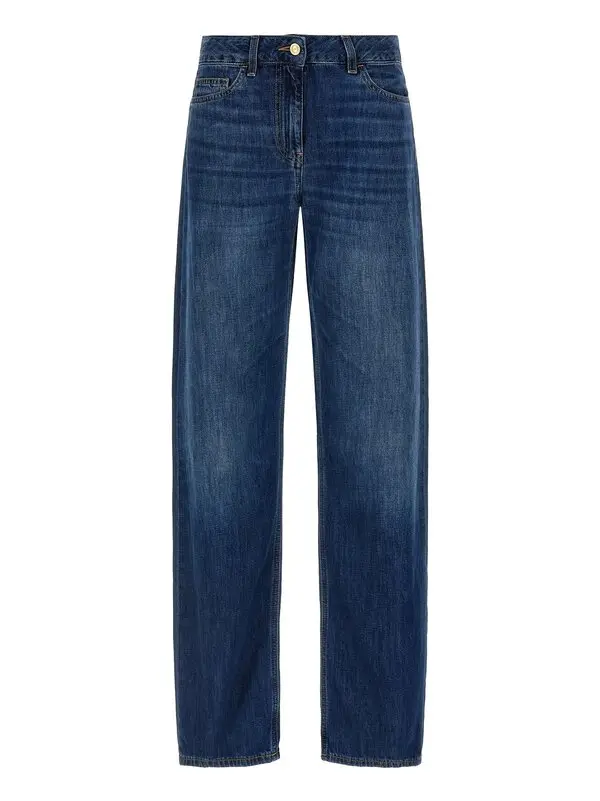 Elisabetta Franchi Stonewashed Cotton Denim Jeans - Blue