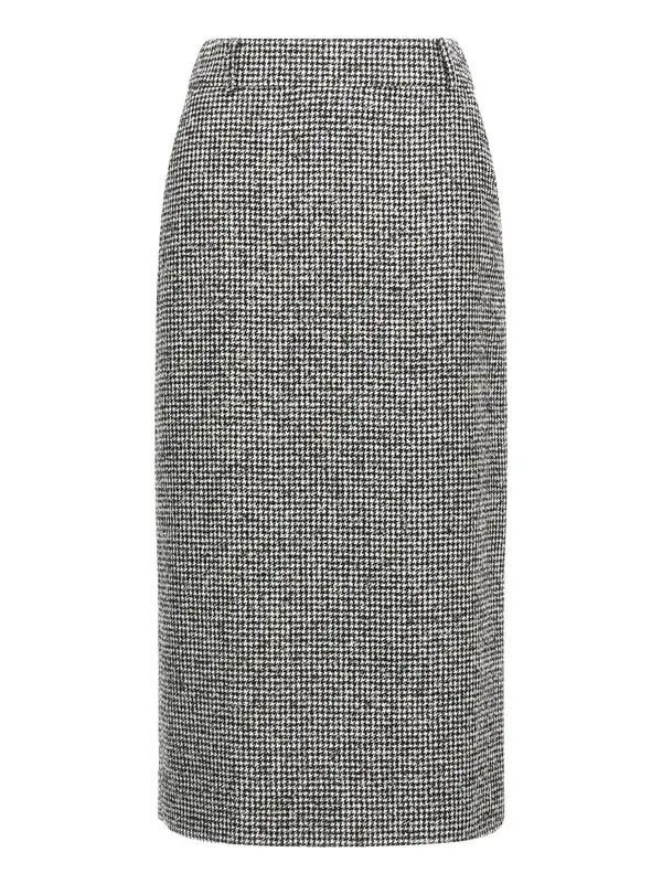 Ermanno Scervino Wool Blend Houndstooth Pencil Skirt - White/black
