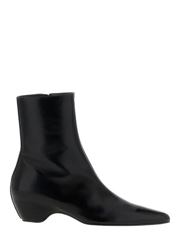 Khaite Sybil Leather Ankle Boots - Black