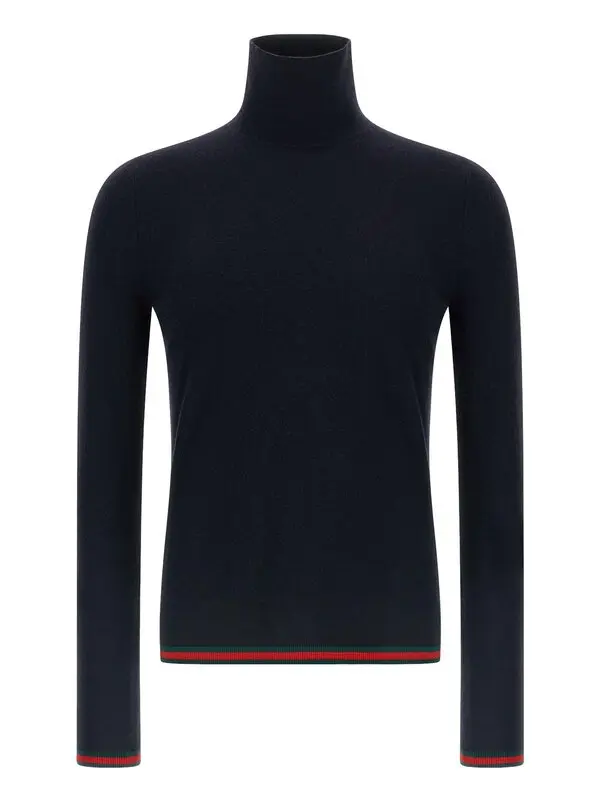 Gucci Web Ribbon Mesh Cashmere Sweater - Blue