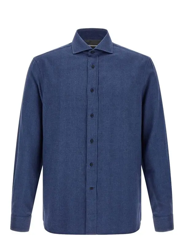 Brunello Cucinelli Herringbone Shirt - Blue