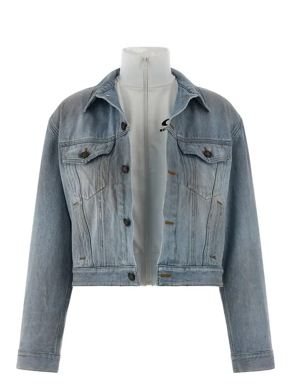 Balenciaga Double Layer Denim Jacket - Light Blue