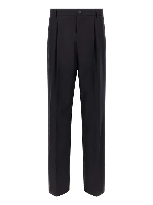 Dries Van Noten Penrud Herringbone Wool Pants - Blue