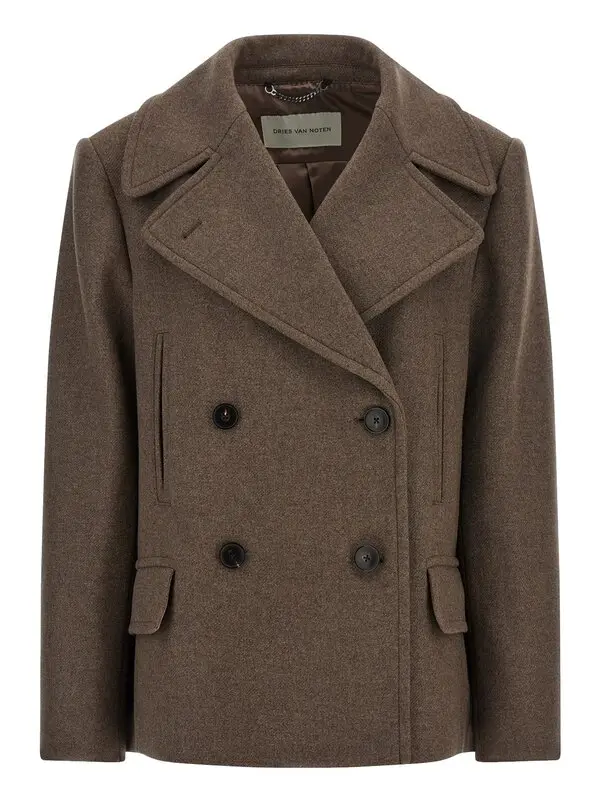 Dries Van Noten Vafel Mélange Wool Blend Coat - Brown