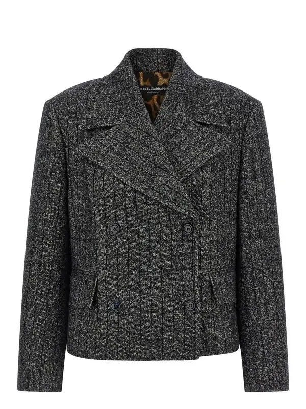 Dolce & Gabbana Striped Wool Blazer - White/black