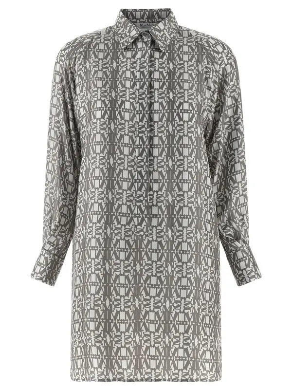 Max Mara Grembo Silk Twill Shirt Dress - Gray