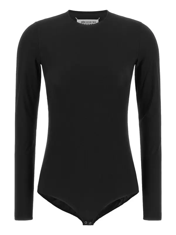 MAISON MARGIELA Technical Stretch Jersey Long Sleeves Crew Neck Bodysuit - Black