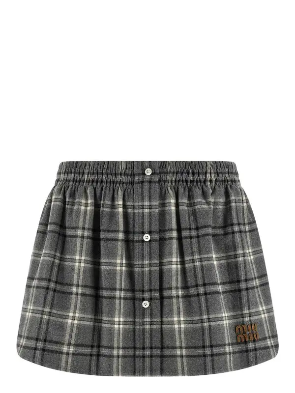 Miu Miu Check Flannel Skirt - Gray
