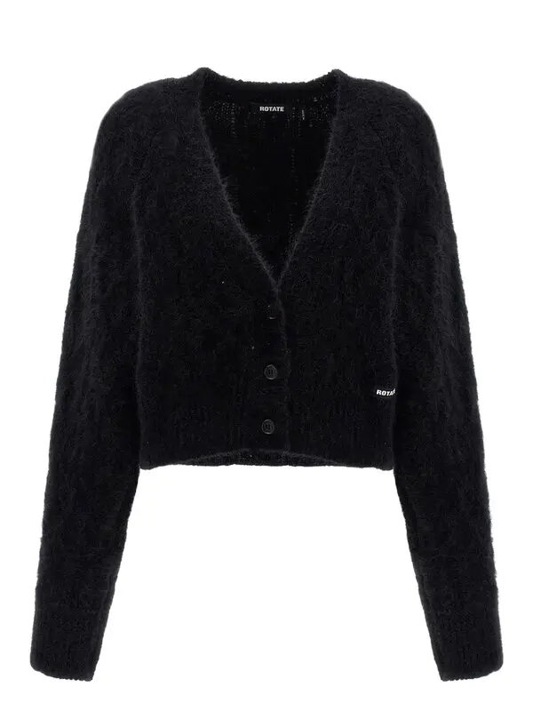 ROTATE BY BIRGER CHRISTENSEN Fluffy Knit Cardigan - Black