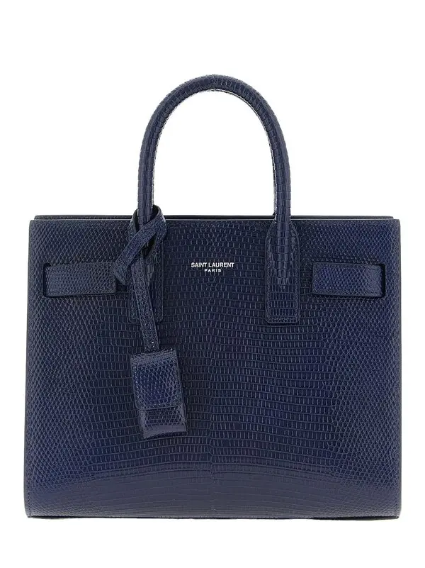 Saint Laurent Lizard Nano Sac De Jour Handbag - Blue
