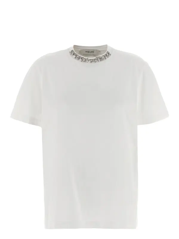 GOLDEN GOOSE Crystal Embellished Crew Neck T-shirt - White