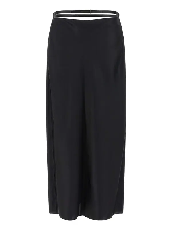 TOM FORD Silk Midi Skirt With Belt - Black