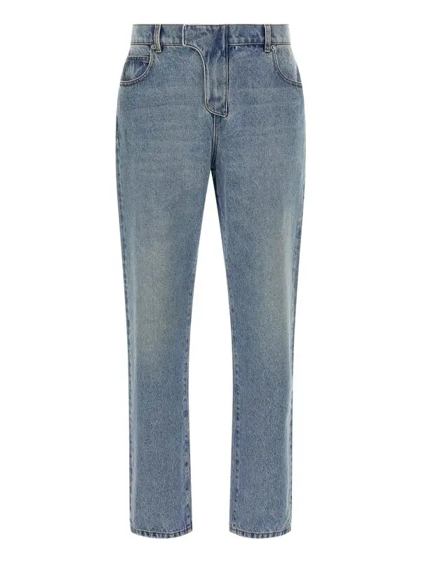 Balmain Stonewashed Cotton Denim Jeans - Blue