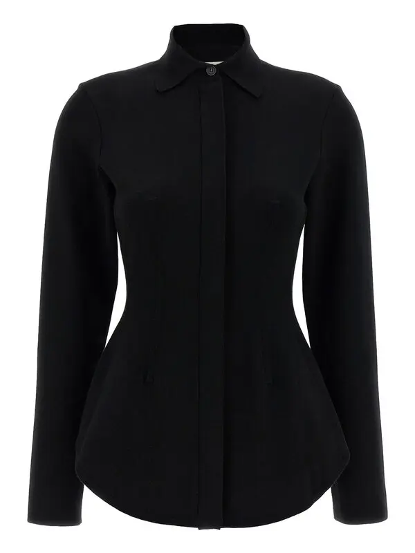Sportmax Baffo1234 Stretch Viscose Knit Shirt - Black