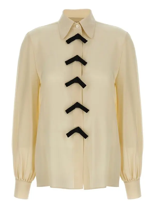 Valentino Garavani Silk Bow Shirt - Beige