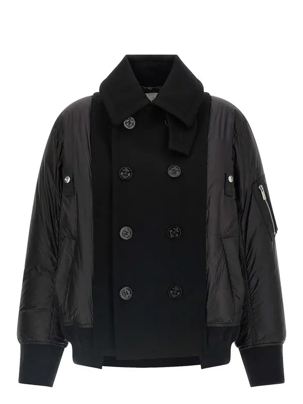 Sacai Wool Insert Bomber Jacket - Black