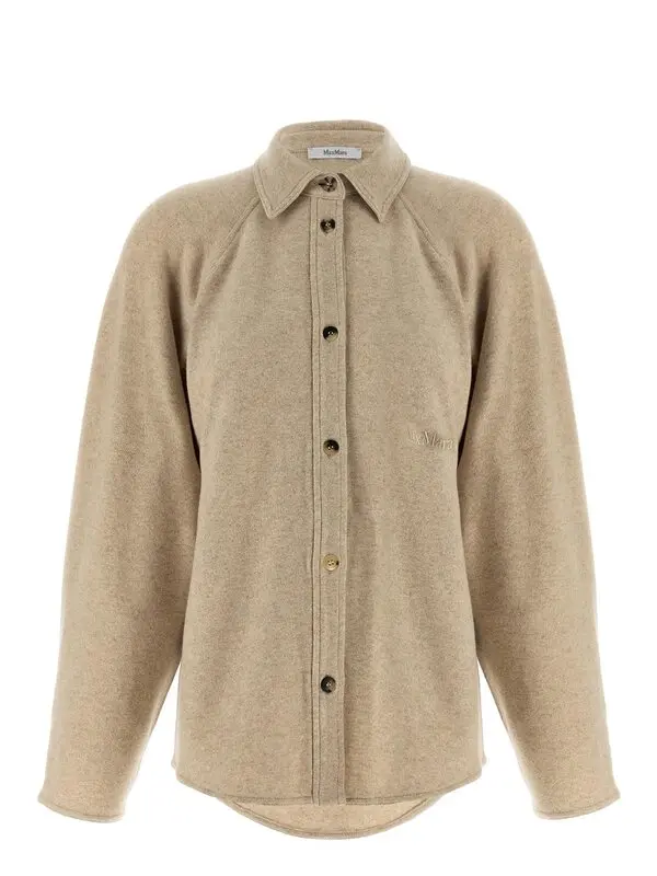 Max Mara Ceci Mélange Stretch Cashmere Flannel Overshirt - Beige